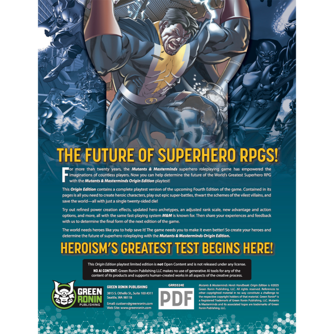 Mutants & Masterminds Hero's Handbook 4th Edition Playtest Origin Edit ...